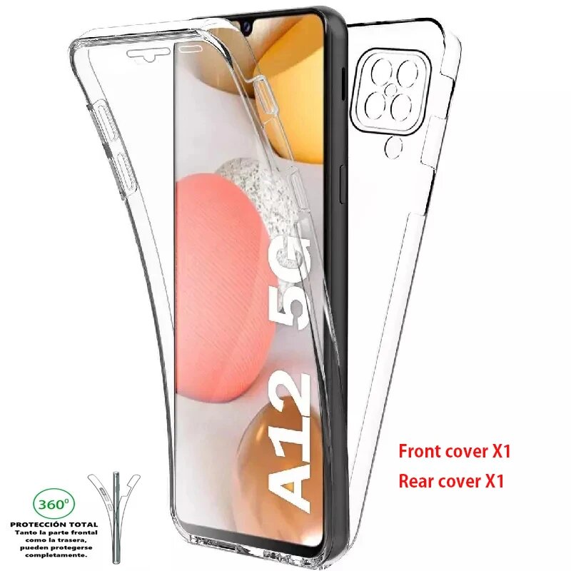 Двойной противоударный чехол 360 для Samsung Galaxy A23 A13 A33 A53 A73 M52 A12 M12 A22 A32 4G A52s A72 5G Crystal Silicon Full Cover