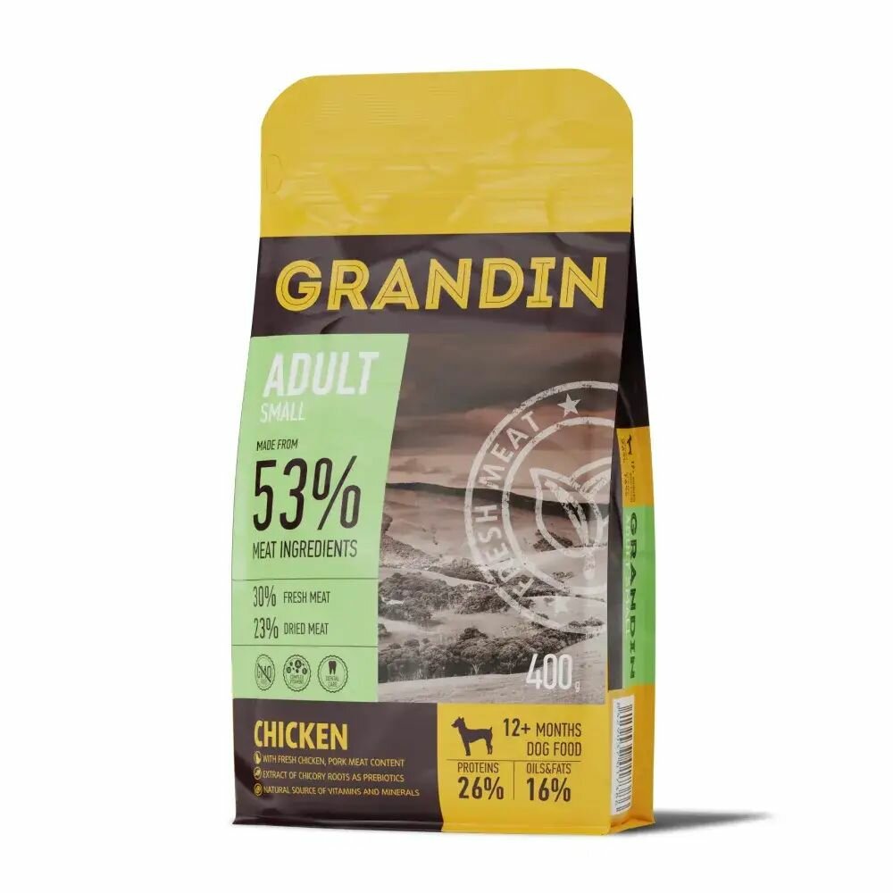 Grandin Fresh Meat Сухой корм для собак мелких пород, с курицей, 0,4 кг