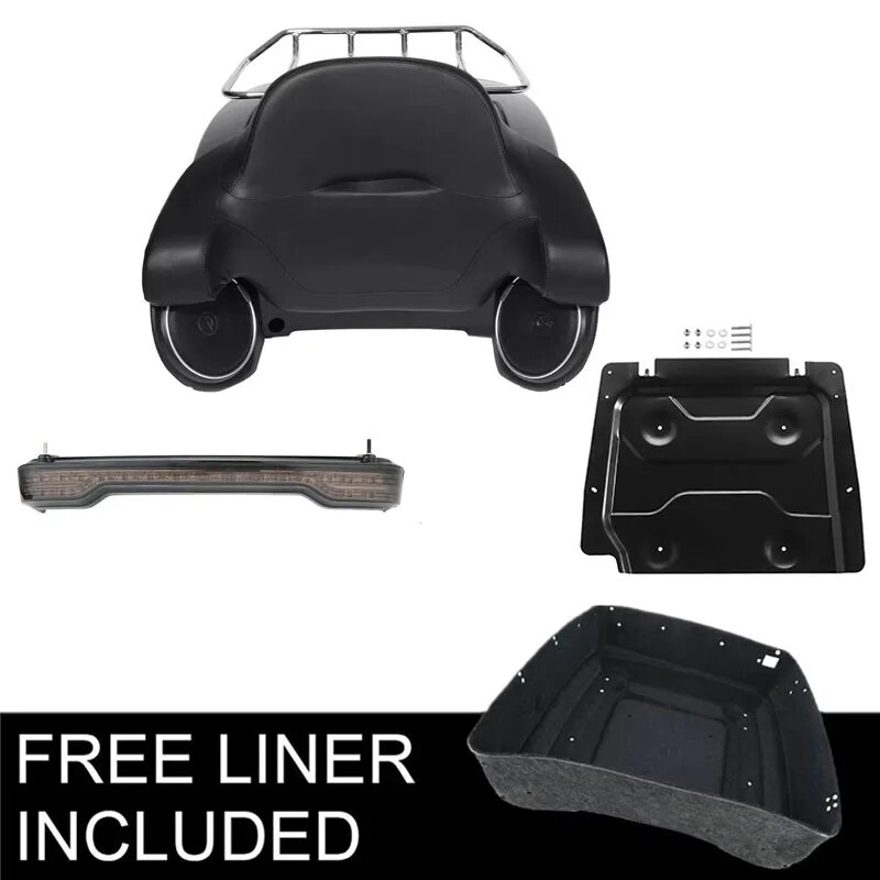 Мотоциклетный багажник King Pack, подставка для динамика для Harley Tour Pak Touring Road King Glide 2014-2024, B Smoke Lens, Черный