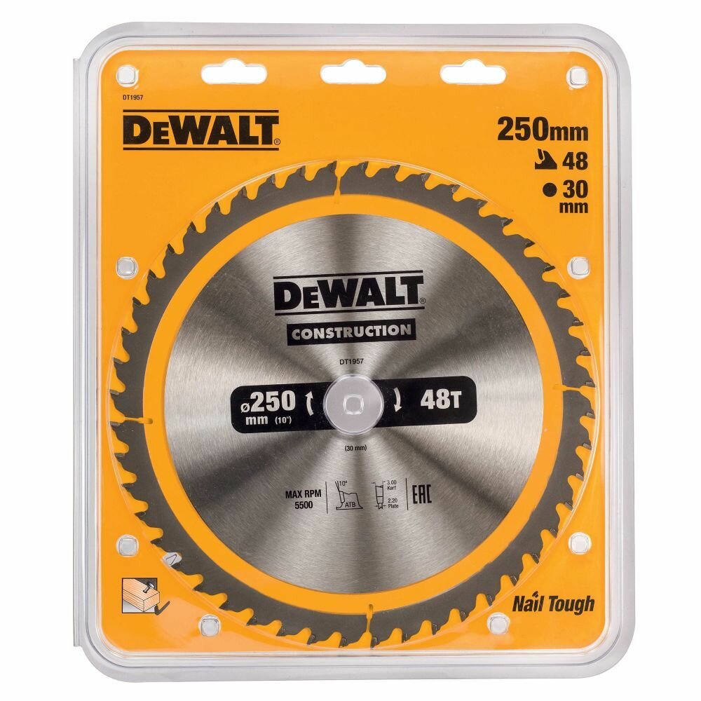 Диск пильный по дереву DEWALT CONSTRUCTION, 250х30х48 (DT1957-QZ)