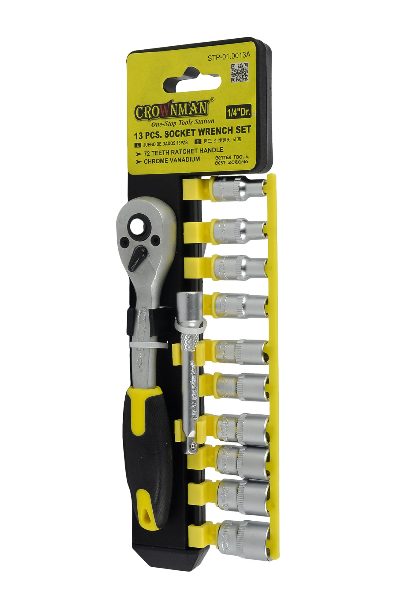 Набор головок с трещеткой CROWNMAN 1/4" 13 пр. , Арт. STP-01.0013A