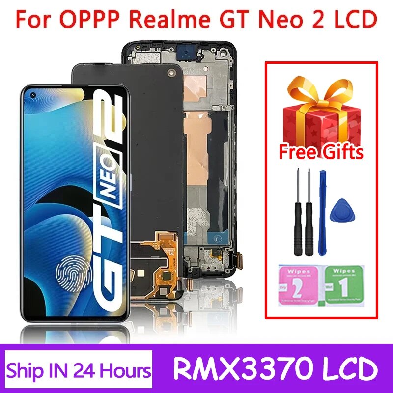Новый AMOLED-дисплей 6.62 дюйма для Oppo Realme GT Neo2 RMX3370, сенсорный экран в TFT With Frame