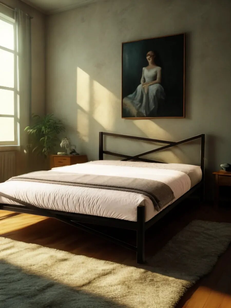 Кровать Loft Mebel "Афина", кованая, на ножках, 120 см x 200 см, черная