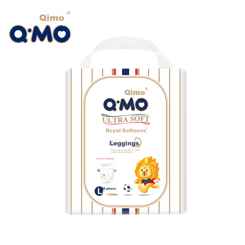 Qimo Q-MO Royal Ultra-Soft Pull-Up Pants, L Size, 20 Pieces (9-14kg), Extra Large Size, Elastic Pants, Diapers, Ultra-Thin And Breathable