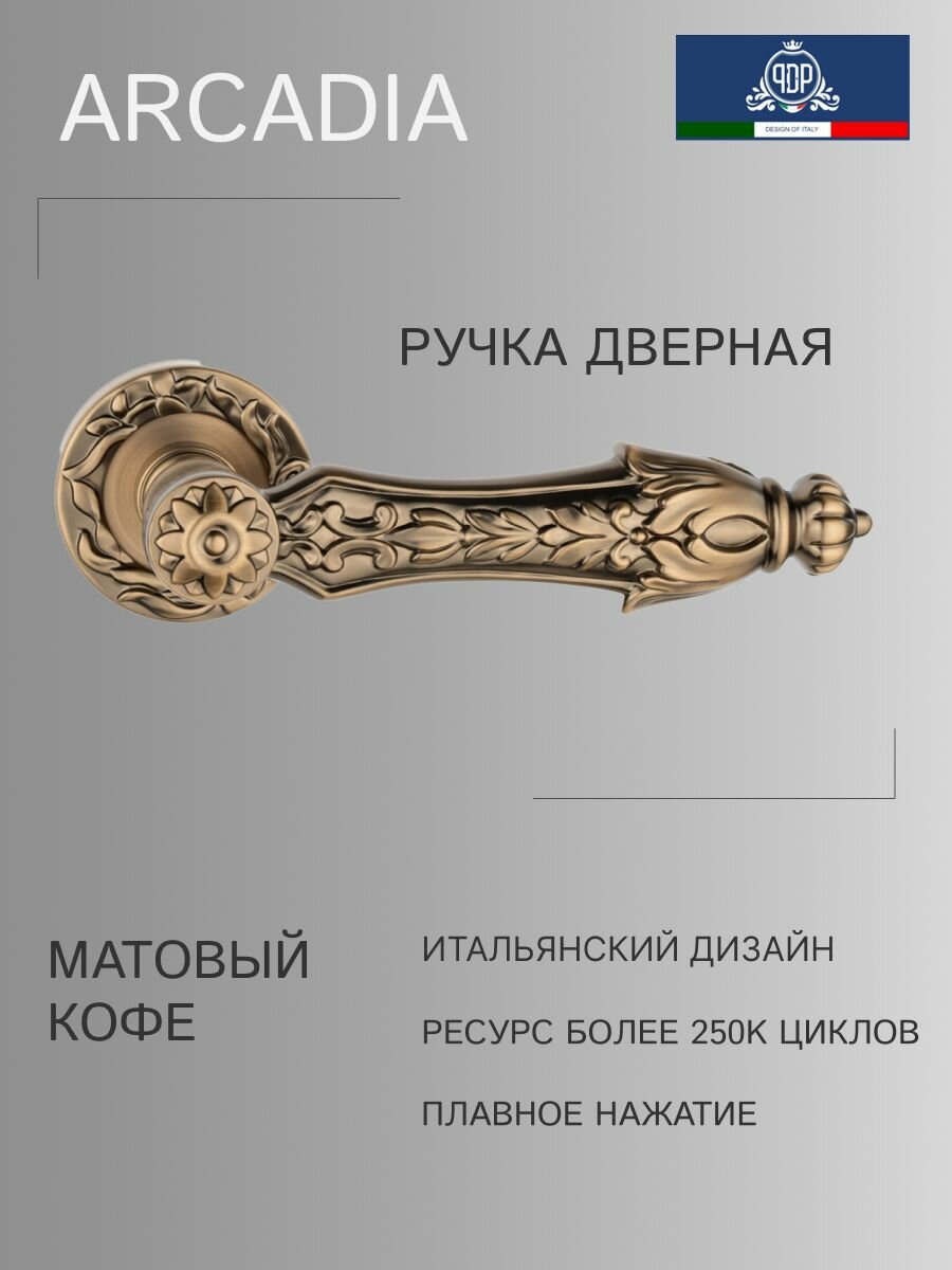 Дверная ручка на розетке PDP ARCADIA Матовый кофе / ручки для межкомнатных дверей
