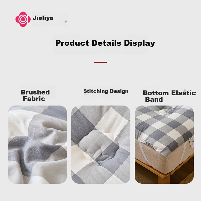 Grace A-Class 100% Xinjiang Cotton Mattress 1.8x2m for Student Dormitory, Grey Grid