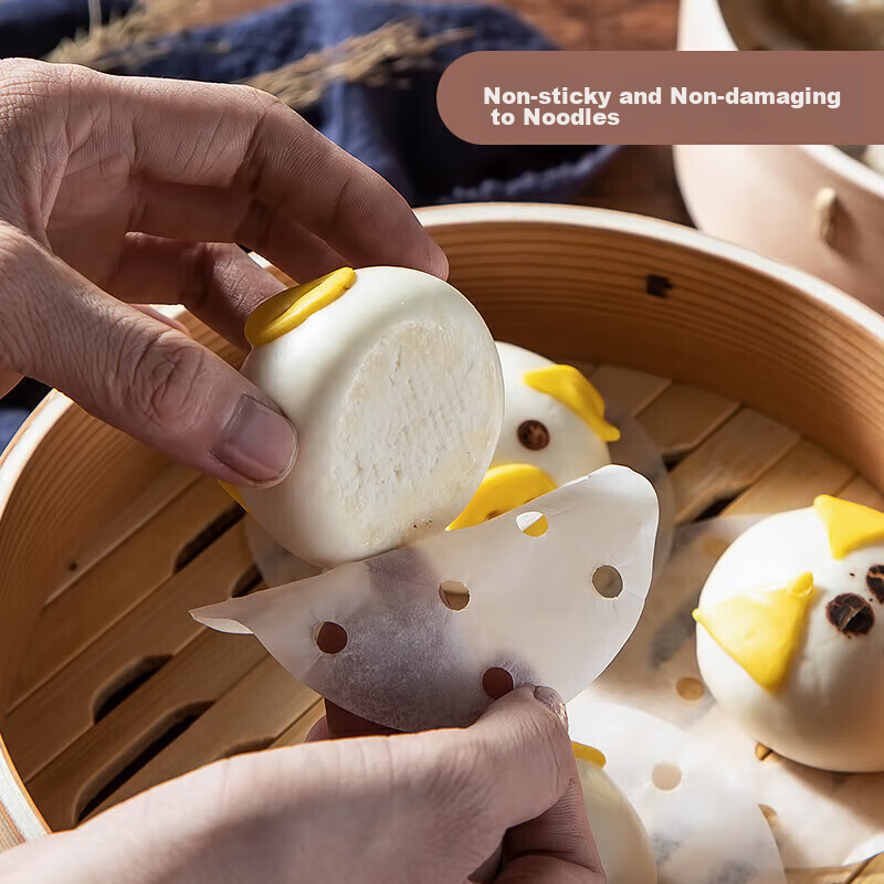 Maxcook Steamer Paper, Dumpling Liner, Steamed Bun Paper, Steamer Rack Paper, Disposable, 100 Sheets, Diameter 32cm, MCPJ3614