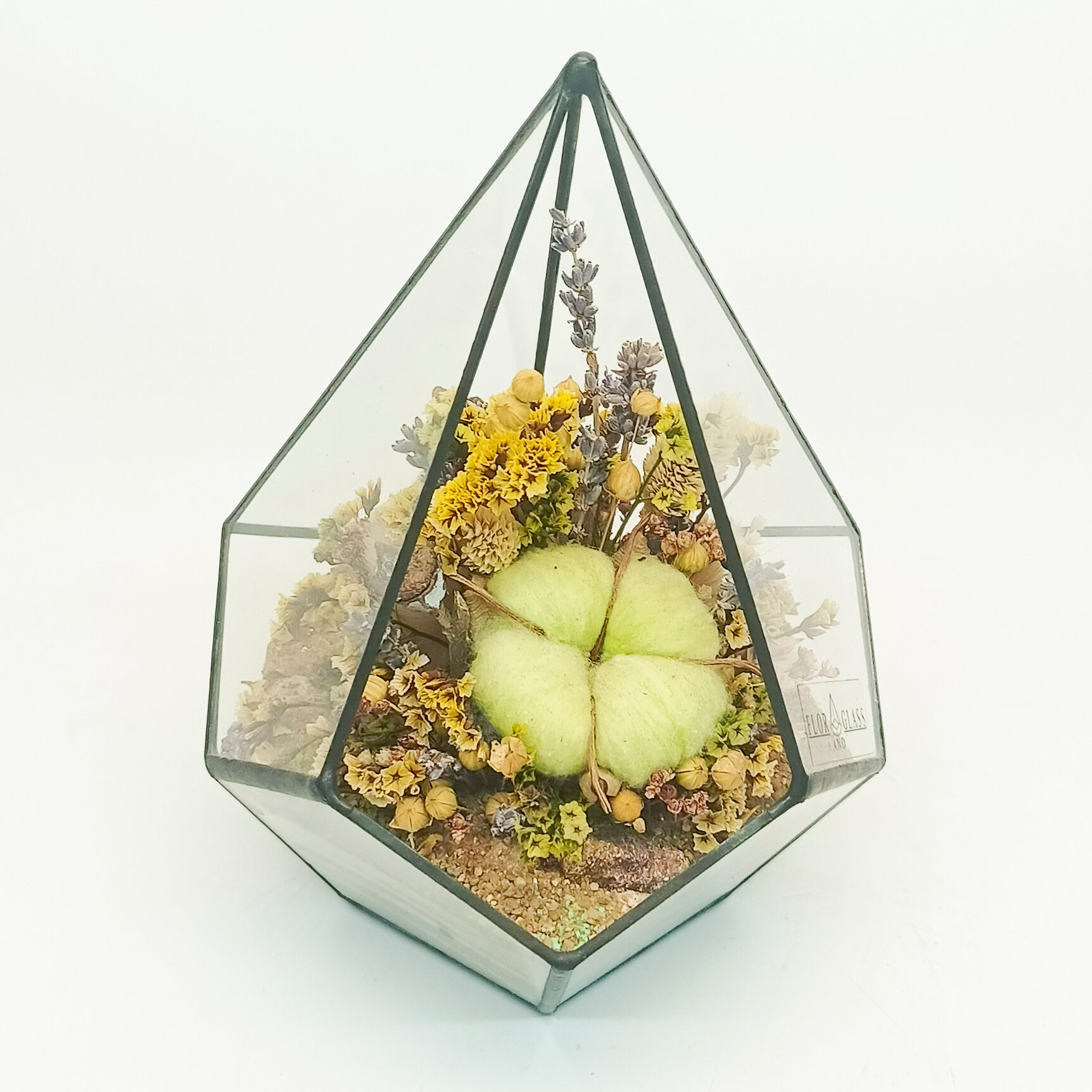 Флорариум с сухоцветами "Бежь" Капля 14х20см