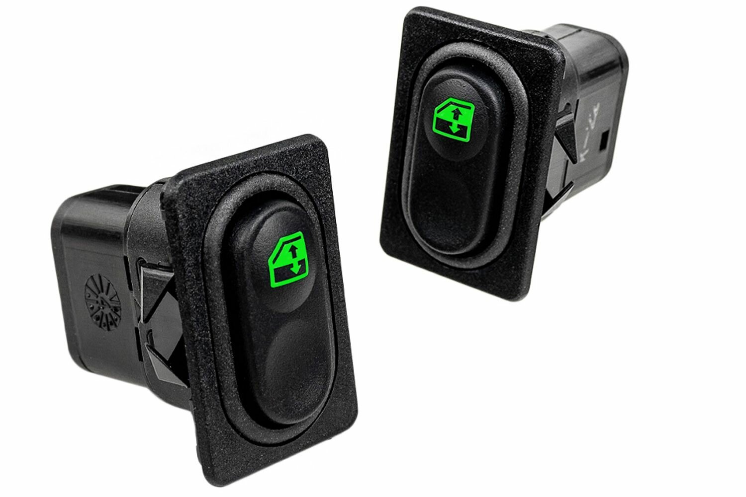 Кнопки стеклоподъемника (2 шт) с зеленой подсветкой и рамкой для ВАЗ 2108-21099, 2113-2115