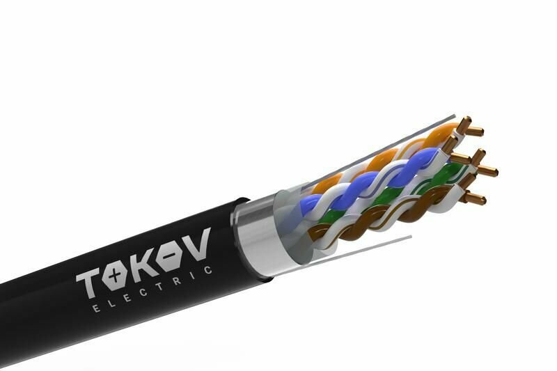 Кабель витая пара F/UTP 4х2х24AWG(0.51мм) кат.5E PE TOKOV PRO Fluke tested (м) TOKOV ELECTRIC TKP-C05-F42-5E-305-OD