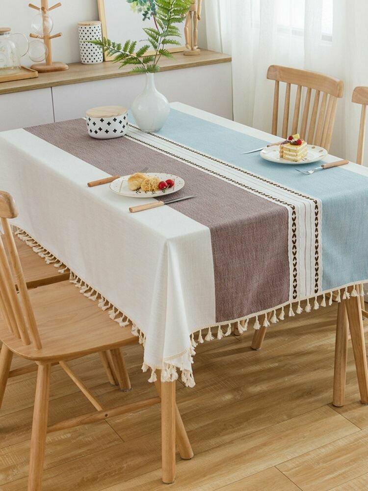 Скатерть текстильная хлопковая льняная рисунком размер 140x200cm