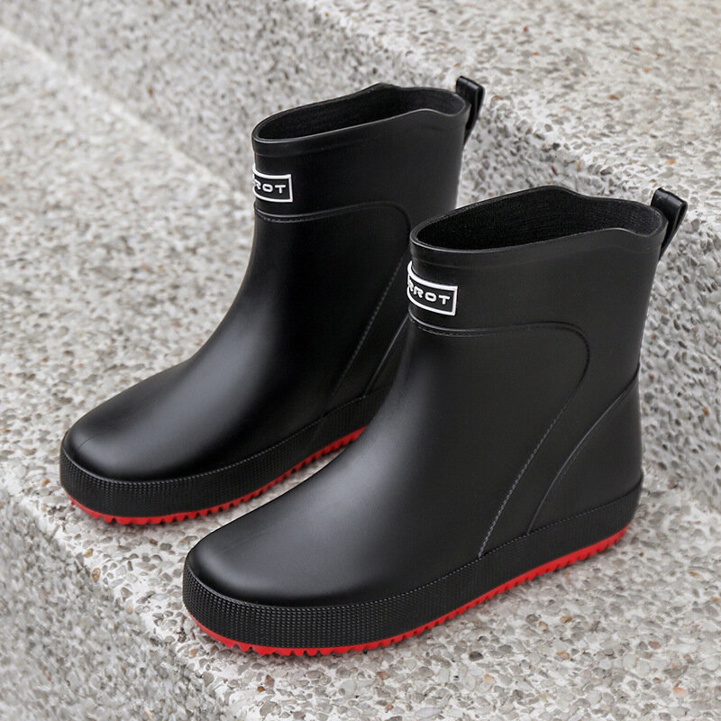 Полусапожки новые модные мужские короткие резиновые сапоги для рыбалки на открытом воздухе нескользящие водонепроницаемые ботинки на вынос для кухни работа резиновые сапоги мужскиеРазмер обуви. EU:45