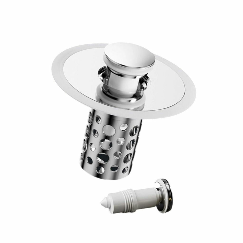 Улучшенные заглушки для слива ванны с корзиной для фильтрации, предотвращают засоры, - Серебристый стальной корпус pl