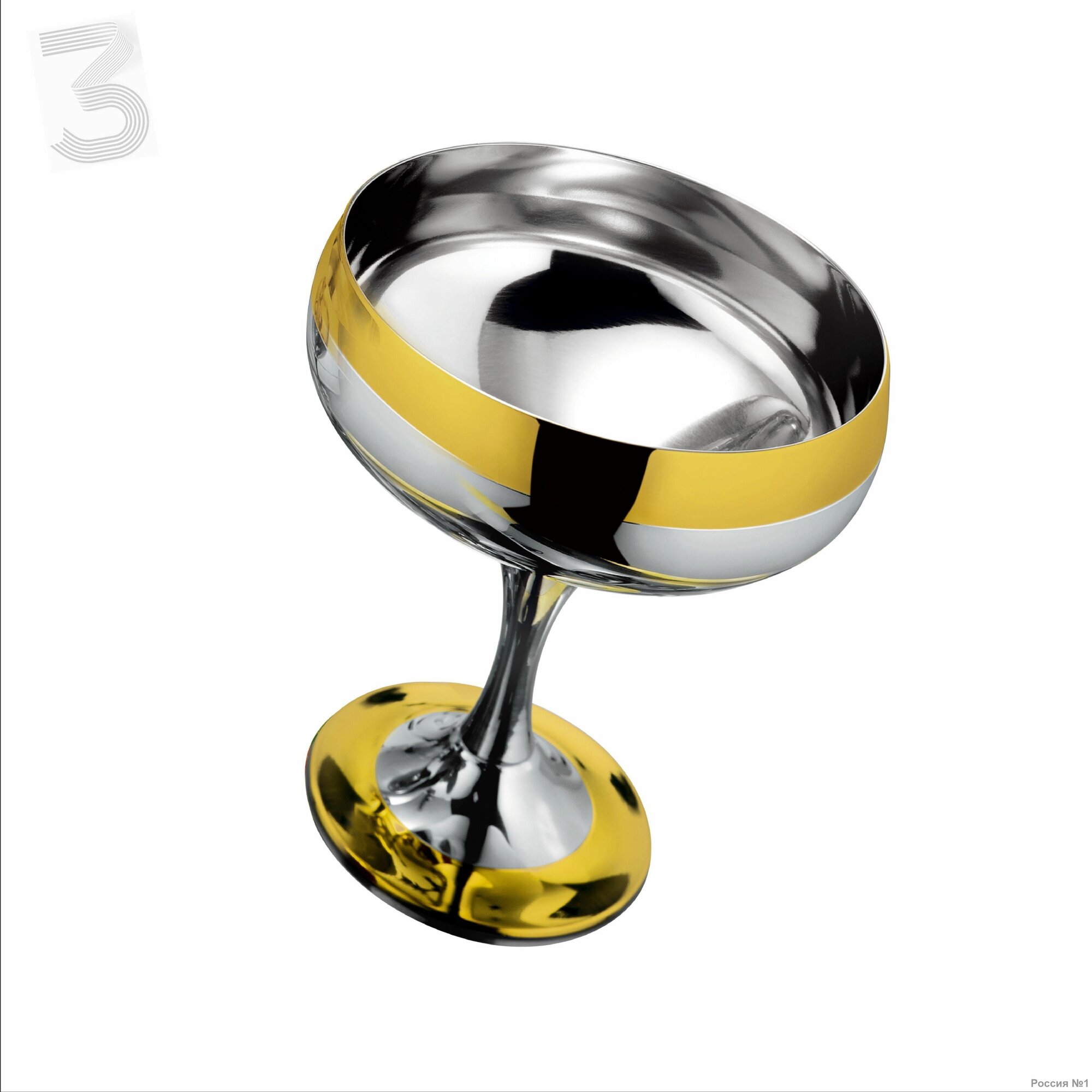 Набор фужеры/ креманки для шампанского Барон из нержавеющей стали с золотым декором/ 6 штук от ZepterXL