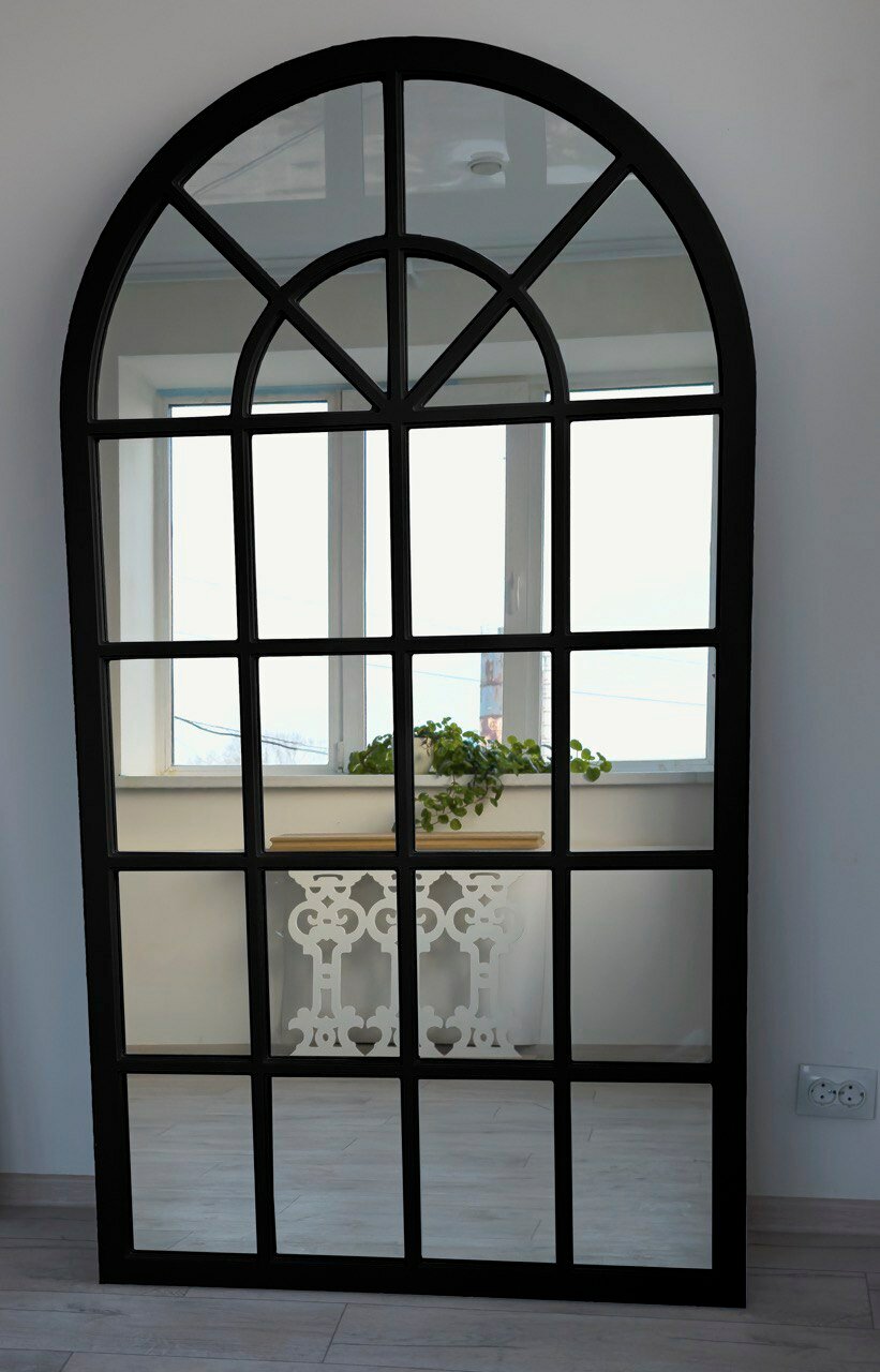 Зеркало арка интерьерное Прованс в черной раме 100х180 см