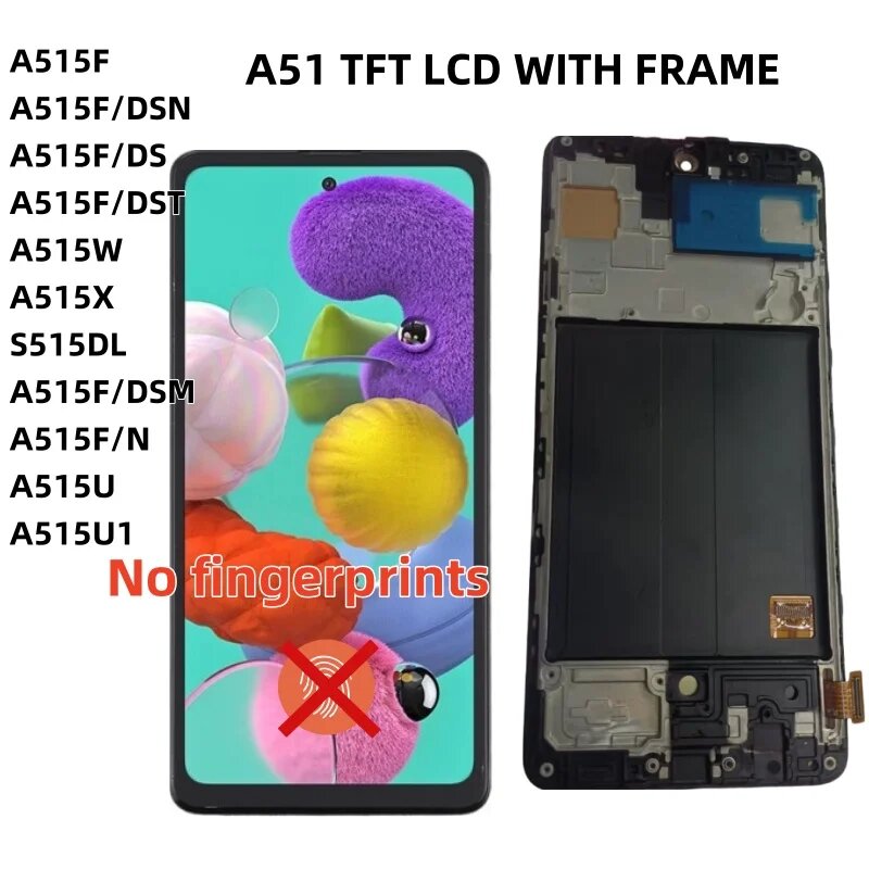 TFT OLED для Samsung A51 Экран ЖК-дисплей Дигитайзер в сборе Детали SM A515F A515U A515W A515X с рамкой 4G 5G Сенсорный экран
