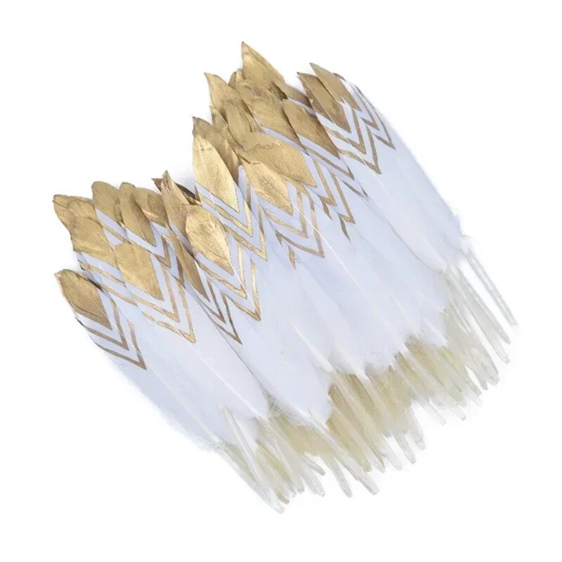 Гусиные перья WyFeay 10 шт, золотые, белые, черные