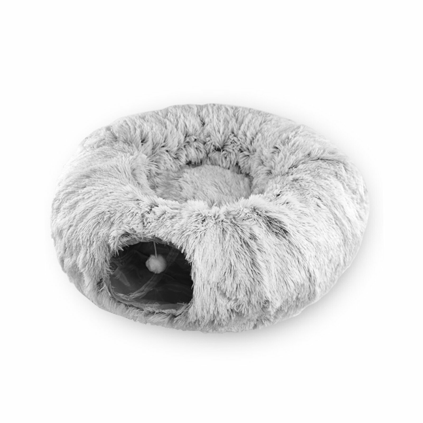 Кровать-туннель для кошек Peekaboo Cave Теплая складная плюшевая кровать для домашних животных для кошек Многофункциональный дизайн Съемное нескользящее дно для любителей кошек Зимняя игрушка
