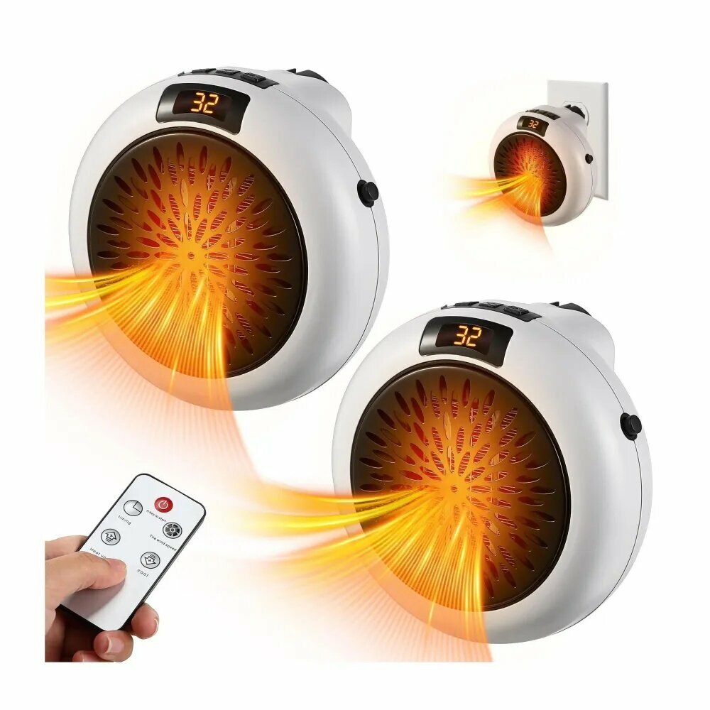 Упаковка из 2 небольших портативных обогревателей 500 Вт