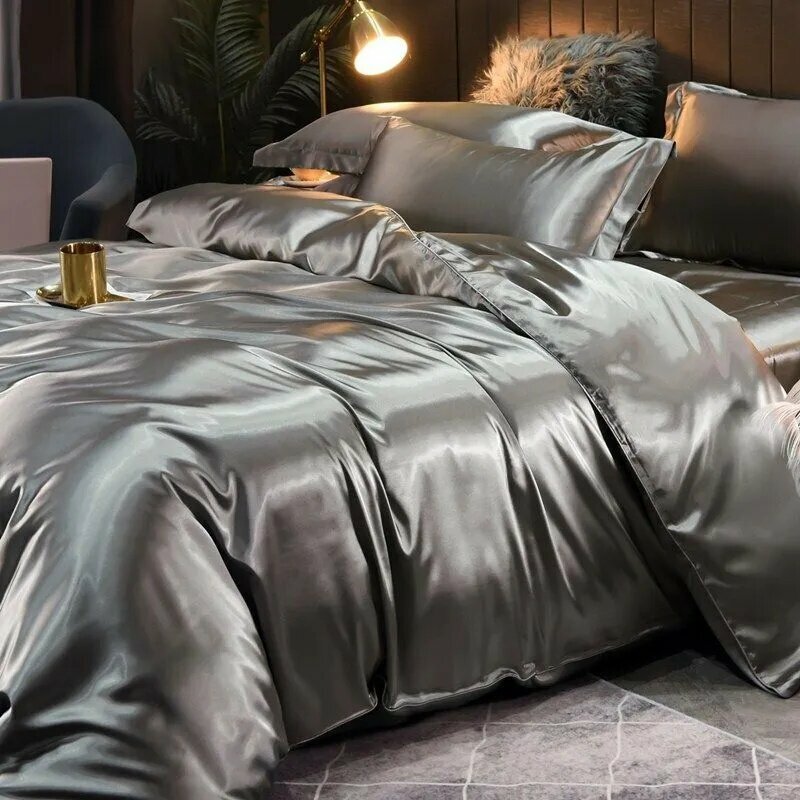 Комплект постельного белья, Натуральный шелк, Двуспальный, наволочки 48x74