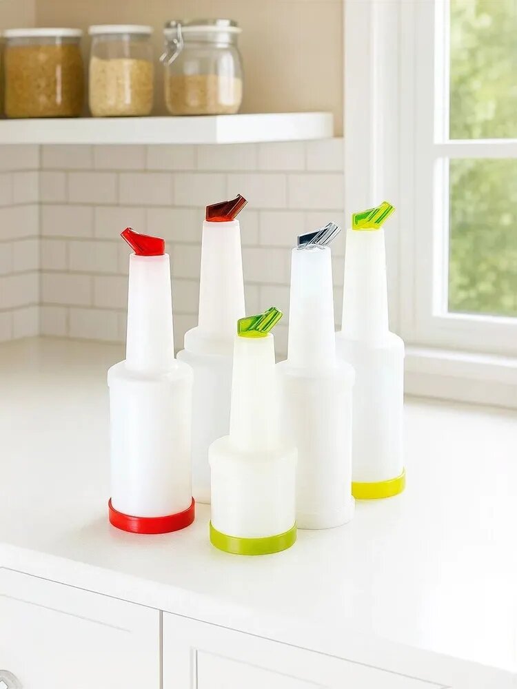 Дозатор, емкость 1 л, с лейкой барная для сока, молочных коктейлей, напитков. Поликарбонат