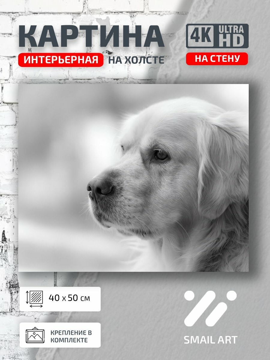 Картина на холсте интерьерная 40 на 50 на стену Щенок Animal для кафе animal style интерьер