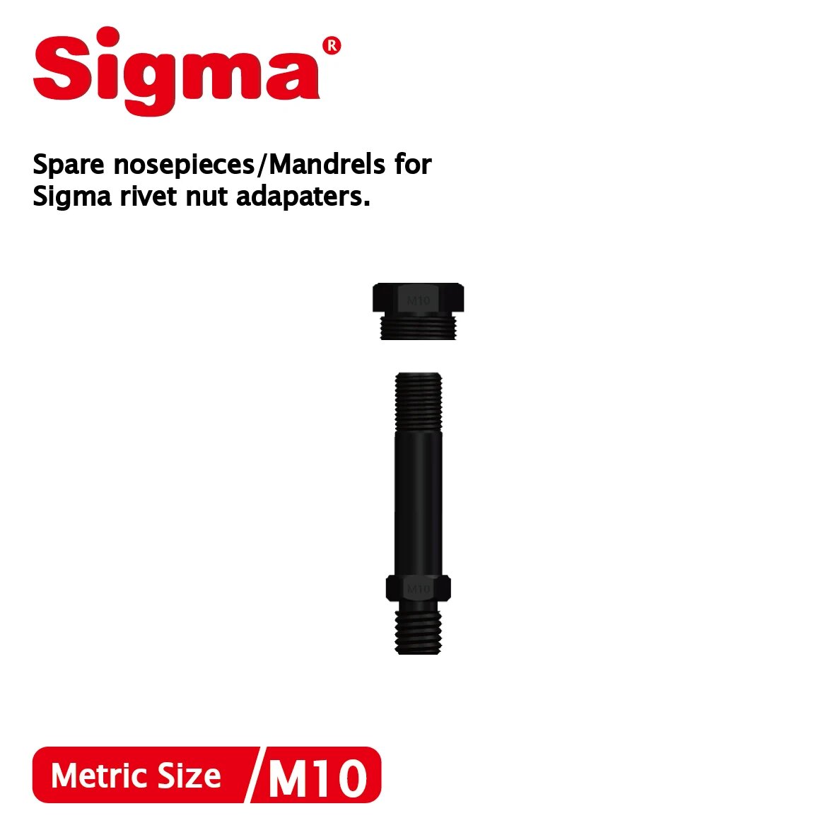 Запасная насадка Sigma M10 для rivet nut адаптеров