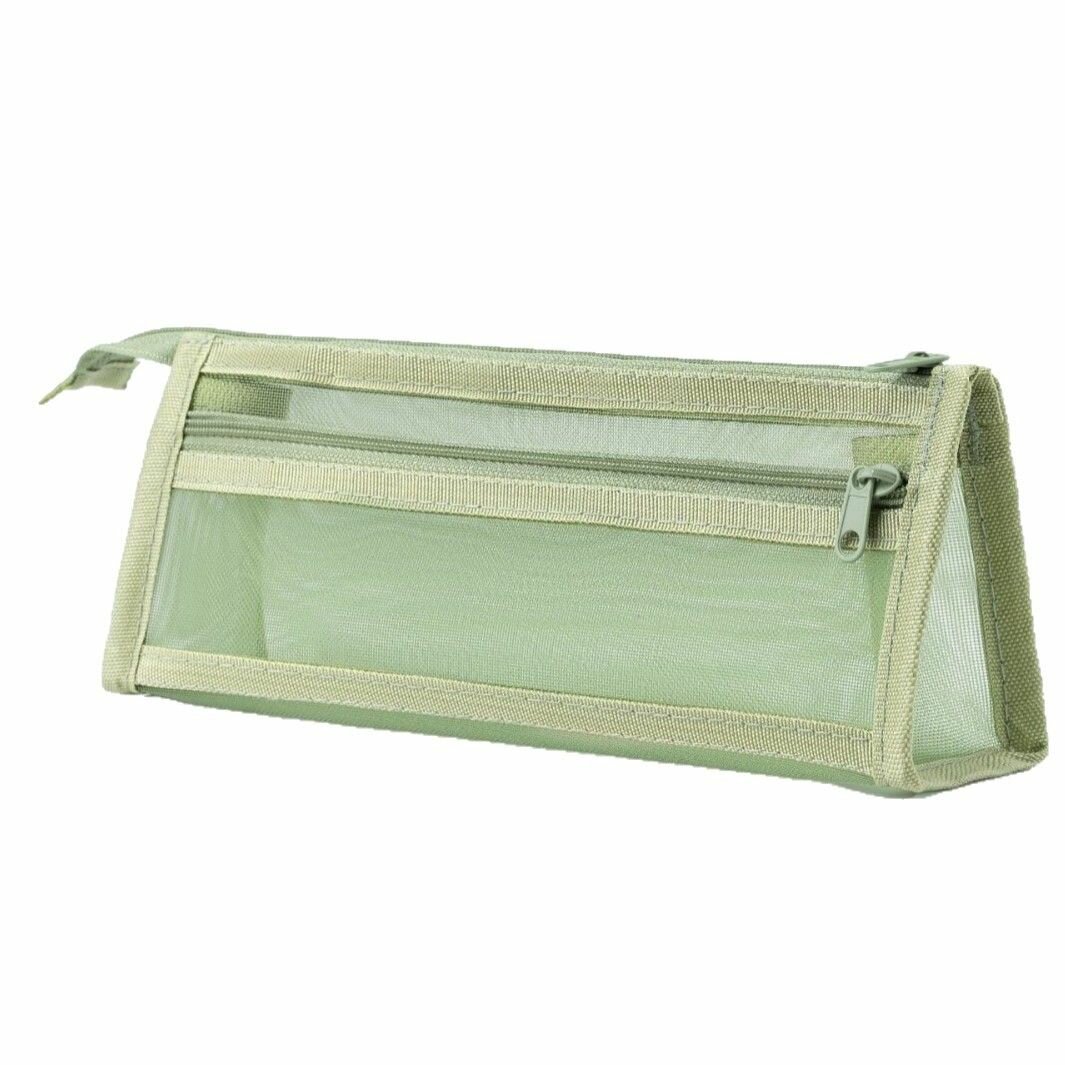 Пенал двойной прозрачный сетчатый унисекс для школы и косметики