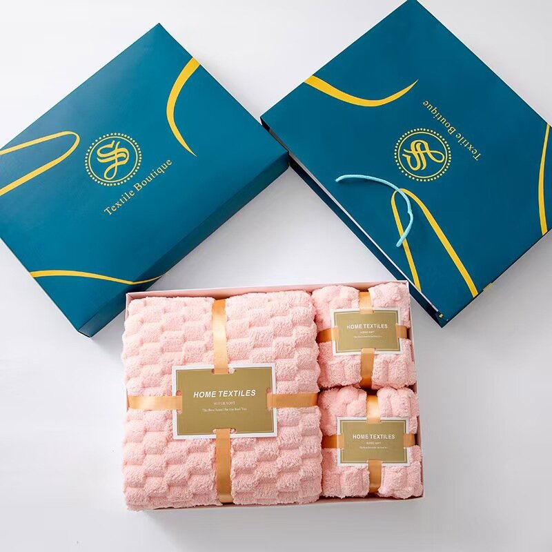 Подарочный набор для полотенец, Полотенце на три упаковки，В подарочной коробке