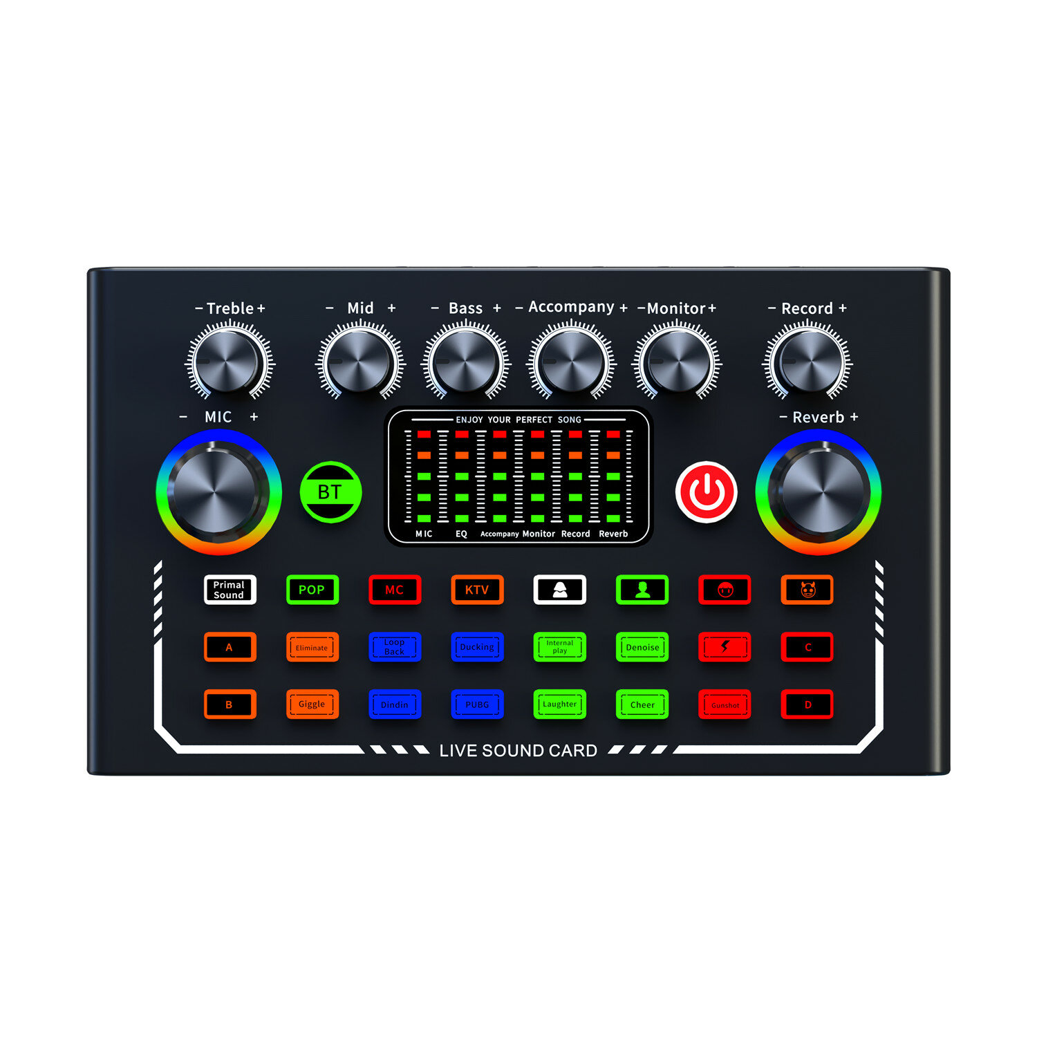 Mixer F009, оборудование для живой трансляции, оборудование для подкастов, поддерживает 3 телефона для живой трансляции одновременно, одноклавишное шумоподавление, для подкастов/записи/игр/голоса/видеостудий, материал ABS пластик, размер 190*112*41мм,