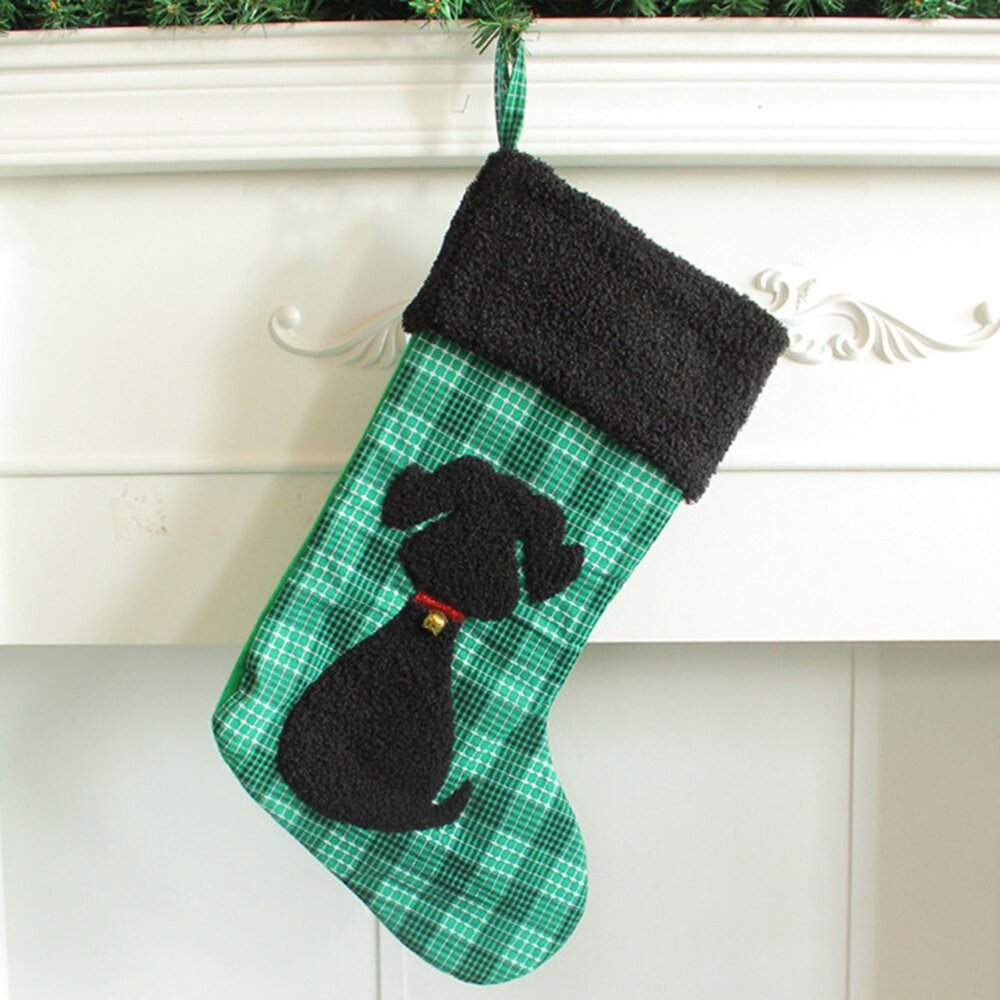 1 Pack Christmas Cat Stockings, Creative Plaid Black Cat Christmas Stocking Bag, Xmas Tree Hanging Candy Gift Bag for Home Holiday, Материал: Неважен ткань, Размер: Носки 20см/Носки 40см/Дно носки 27см, Содержит: 1x Украшение