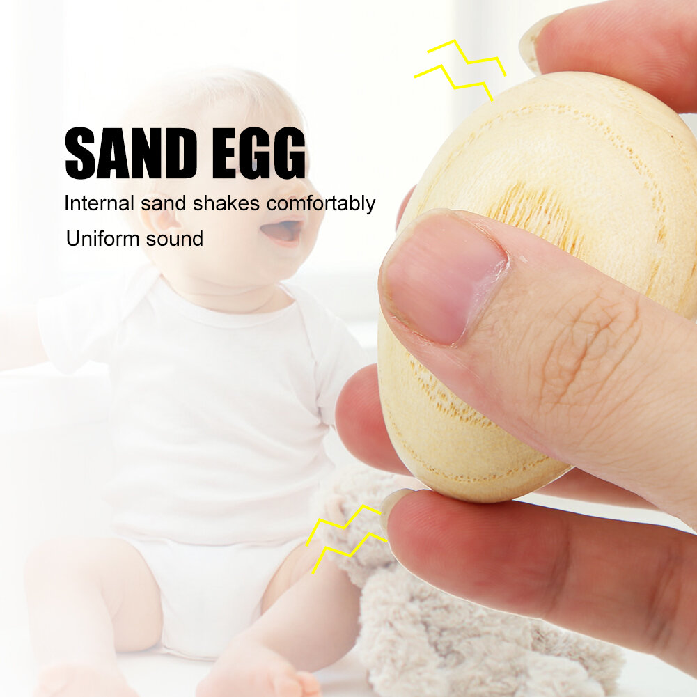 2PCs Wooden Egg Children Toy Musical Baby Supplies Grip Seal Sound SY-62 Log Color