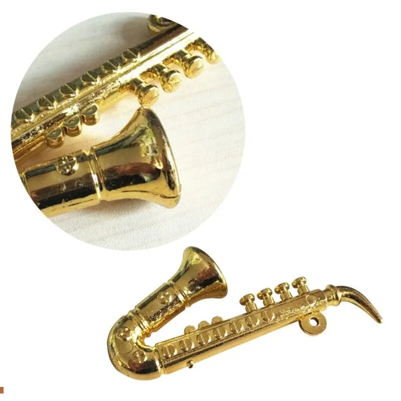 3 шт. игрушечного саксофона для детей, инструменты для декора, золотые, 7.6X3.5 см