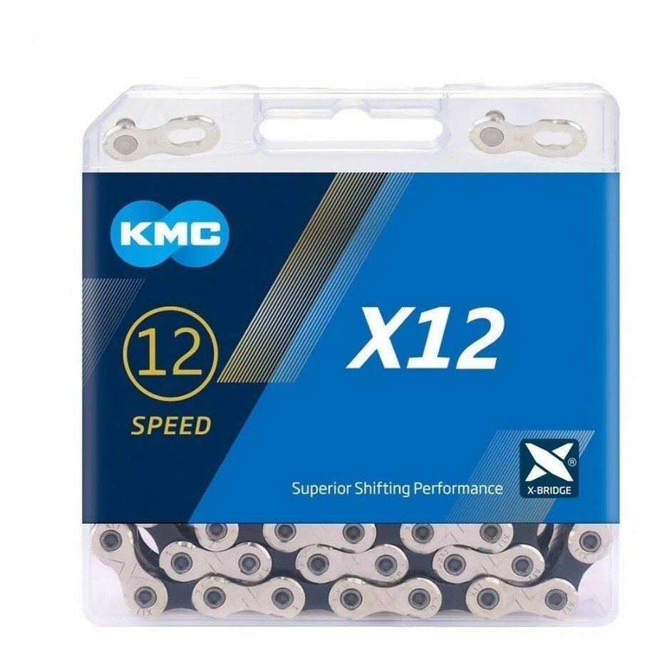 Цепь KMC - X12 1/2' x 11/128', 126 звеньев, черно/серебряная