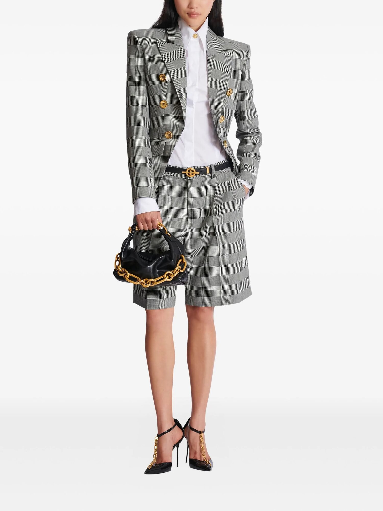 Шорты BALMAIN, размер 34, серый — фото 1