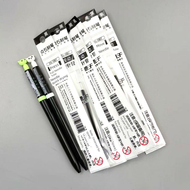 Гелевая ручка MINISO Cartoon Student Exam Creative Cat 0.5 мм, выдвижная, черная 2 ручки + 10 сменных стержней