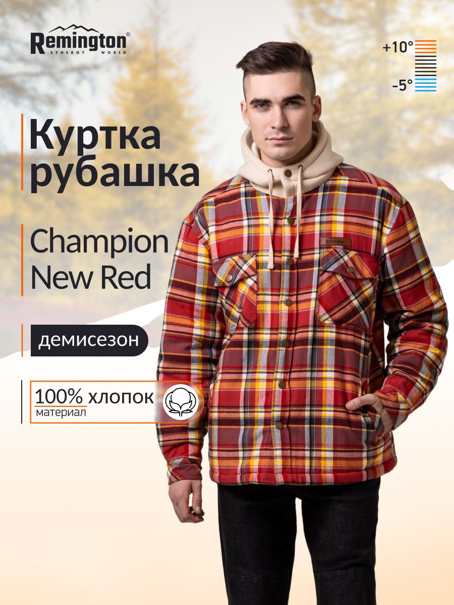 Рубашка мужская в клетку утепленная Remington Champion New Red, р. XL UM1202-563