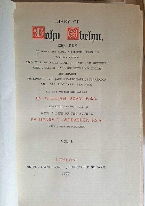"Дневник Джона Эвелина. (Diary of John Evelyn) Tome 1, 2, 3" 1879 г. Антикварная книга