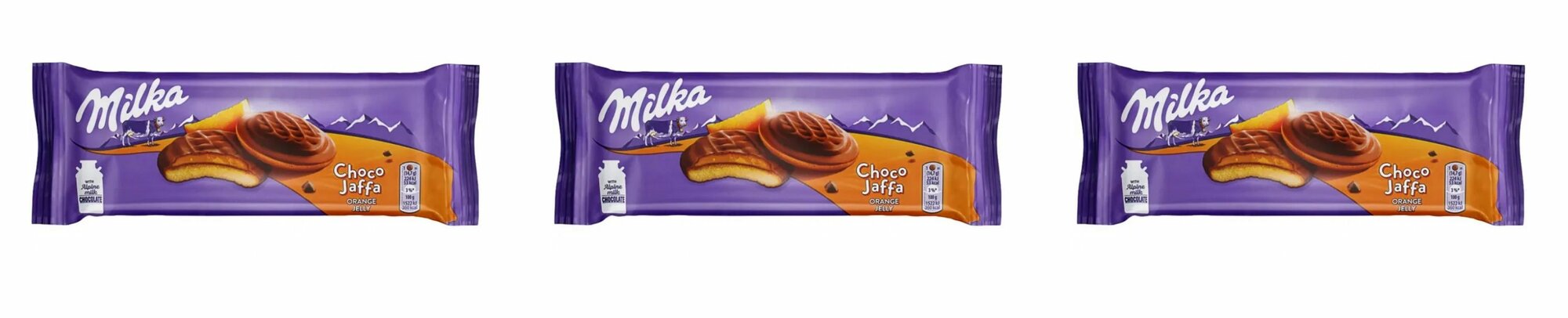 Milka печенье бисквитное с начинкой Апельсиновое желе Jaffa Delicje Orange Coockies,147 г,3 шт