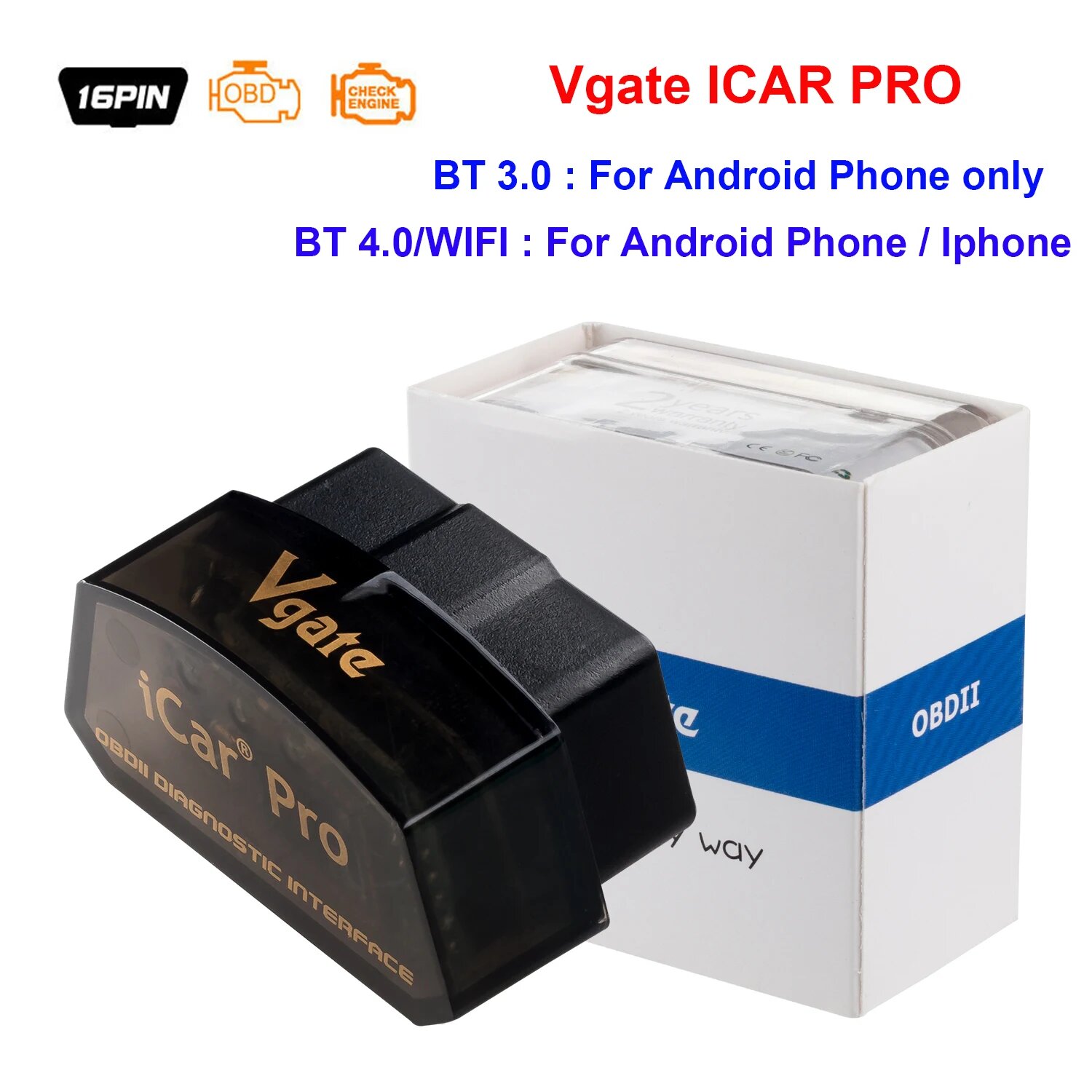 Vgate iCar Pro блютуз 4,0/3,0/wifi OBD2 сканер для Android/IOS Авто Elm 327 Автомобильный диагностический инструмент ELM327 v2.1 Читатель кода Bluetooth V4.0