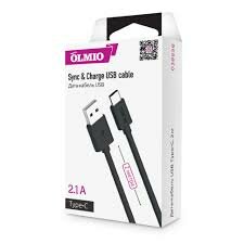 Кабель USB 2.0-USB Type-C, 1м, черный , OLMIO