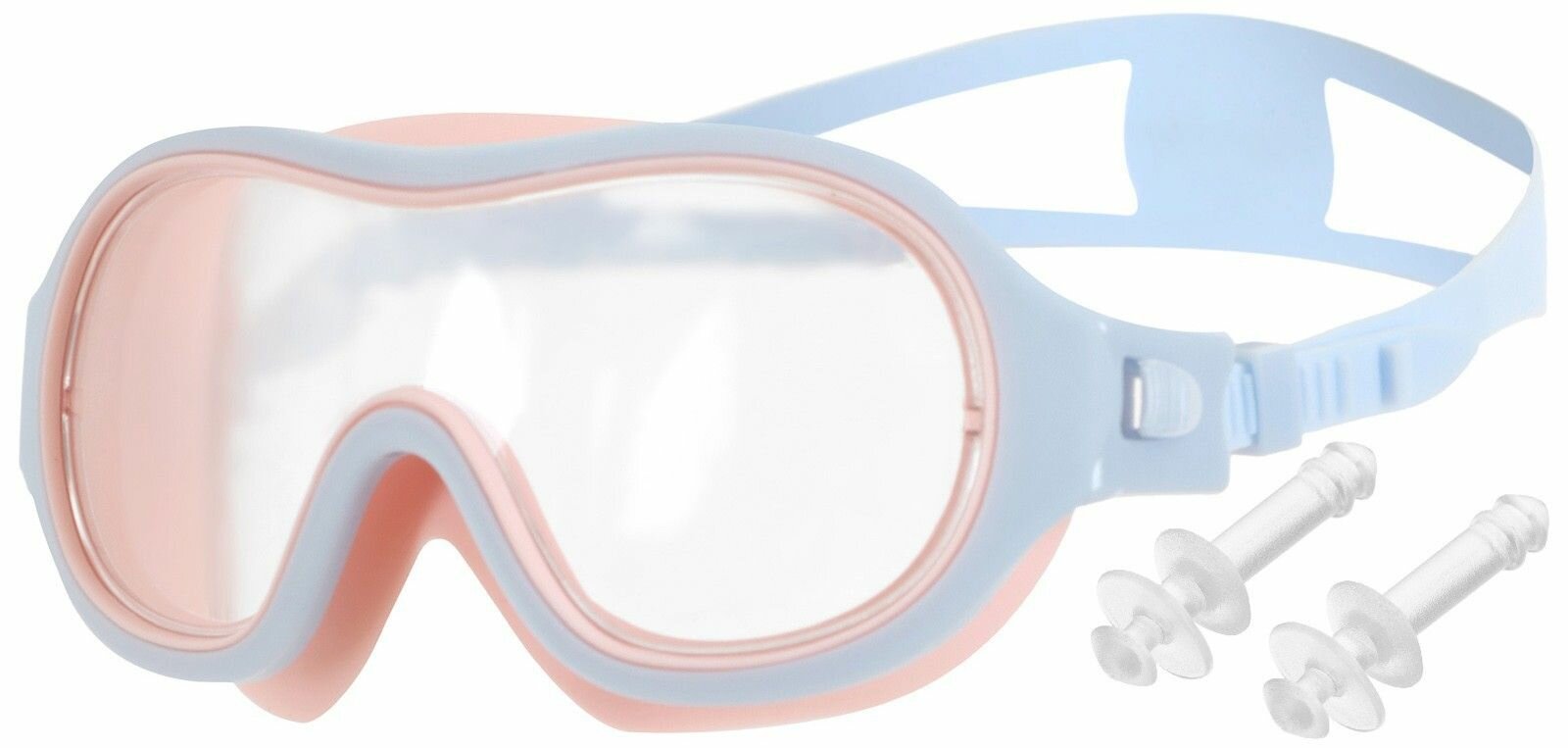 Детская маска для подводного плавания ONLYTOP, плавательные очки для бассейна, снорклинга и ныряния под водой, комплект с берушами, цвет лиловый/кремовый