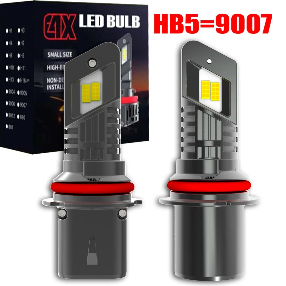 2 шт, светодиодные лампы высокой мощности HB5 9007, супер яркие, мощные, без адаптера, автомобильный турбодиод, белая противотуманная фара для мотоцикла, 12 В