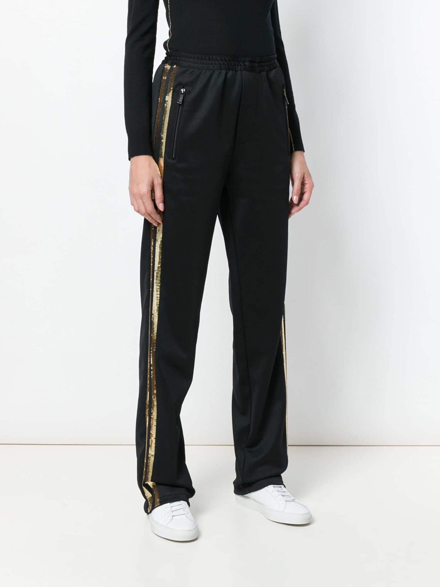 Брюки DSQUARED2 Sequin embellished track pants, размер S, черный — фото 1