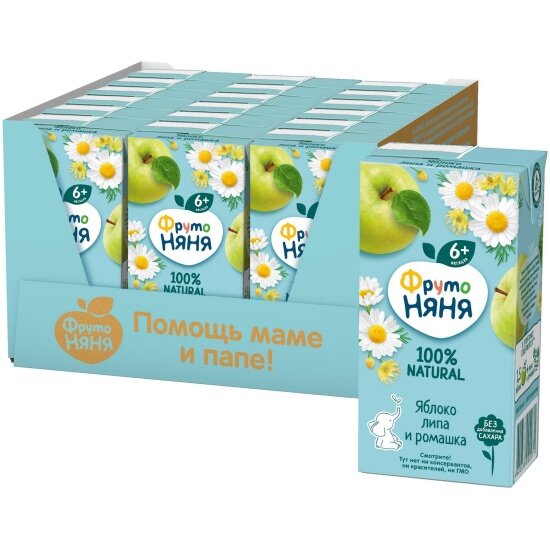 Напиток Фрутоняня из яблок с ромашкой и липой 6 мес 0,2 л (18 штук в упаковке)