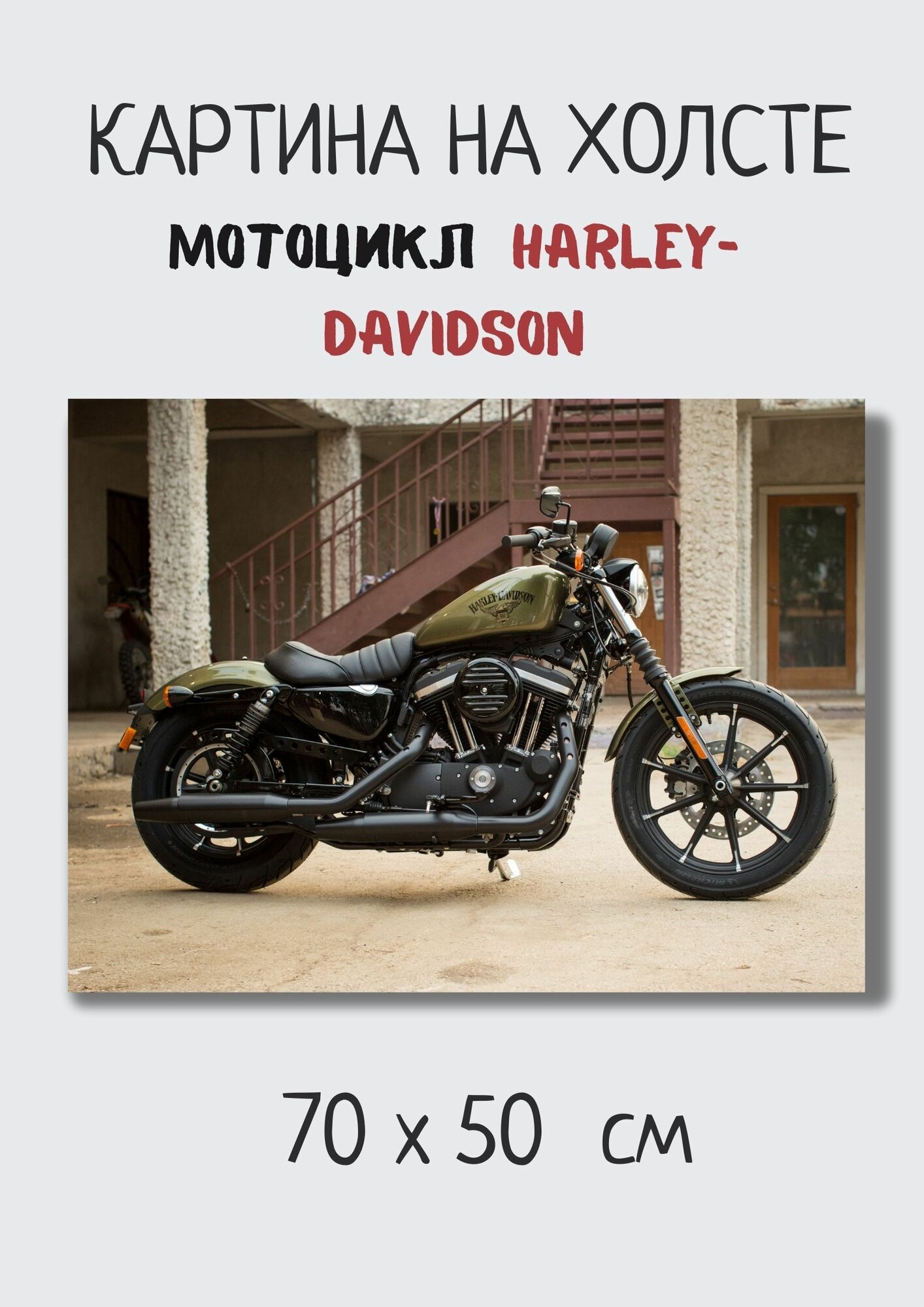 Фотокартина с красивым мотоциклом "Харлей Дэвидсон" 70х50 для интерьера