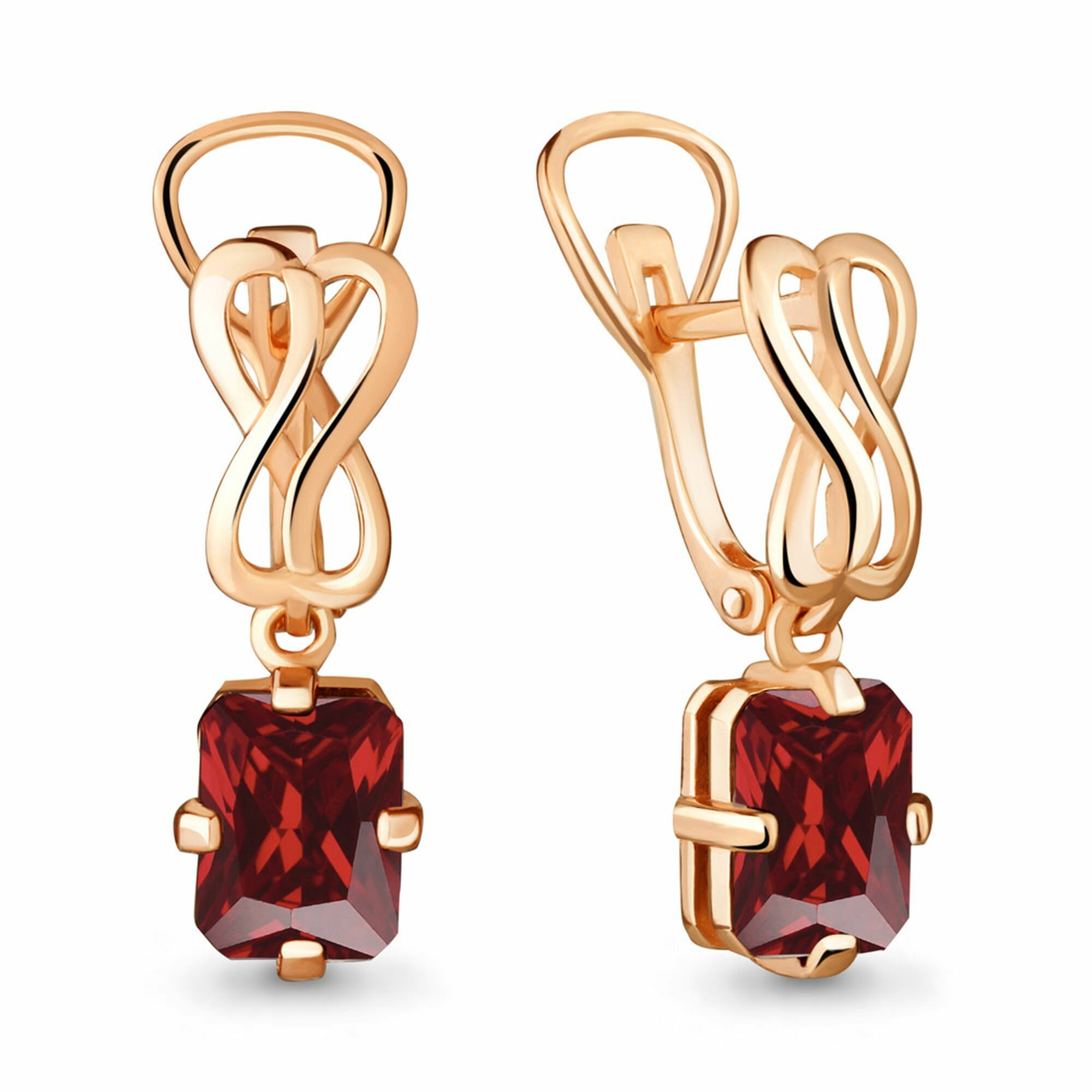 Серьги, серебро, 925 проба, золочение, гранат
