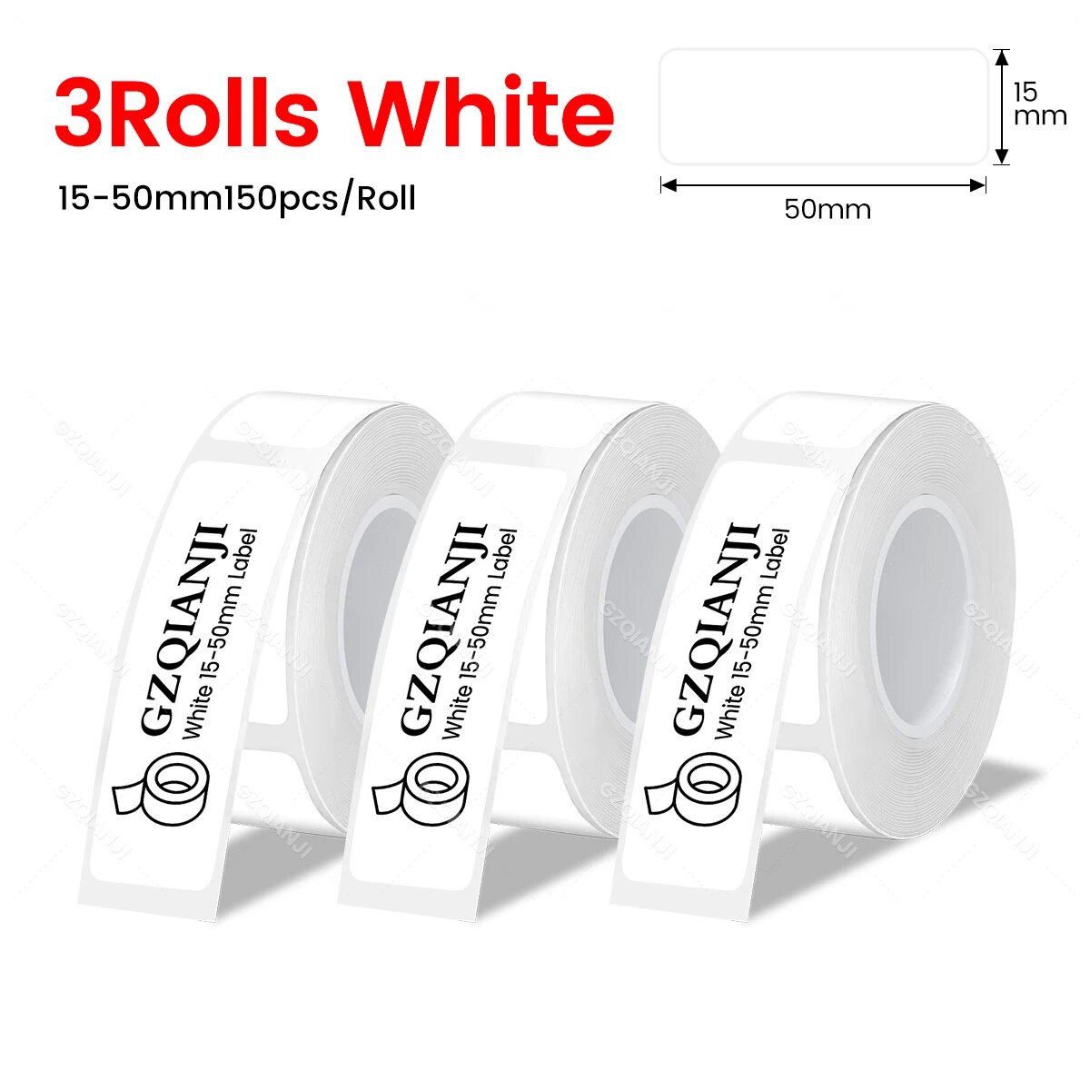 Термоэтикетки GZQIANJI для принтеров P15, D30, D35, B100, 88X Белый, 3Label White 15-50mm