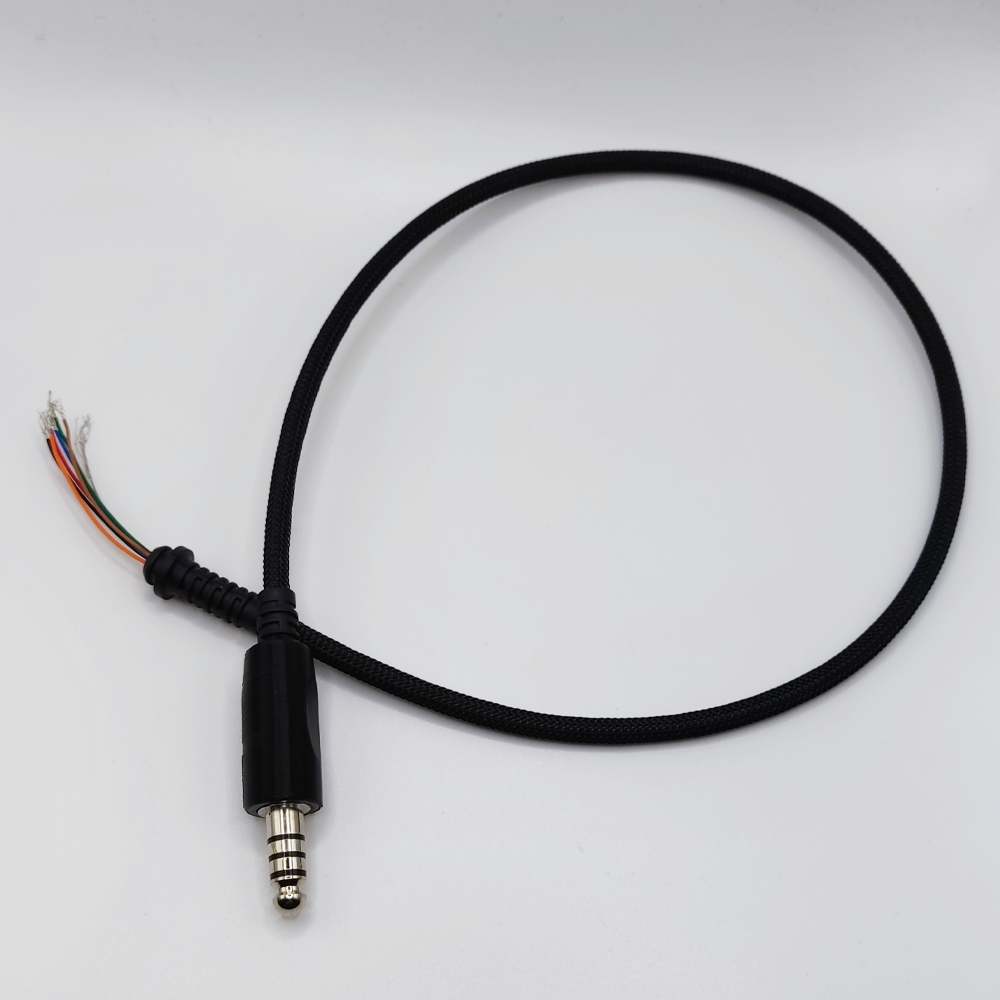 Кабель тангенты для рации Baofeng/Kenwood, в оплетке с коннектором Military Plug, радиосвязь FIDEM, (черный)