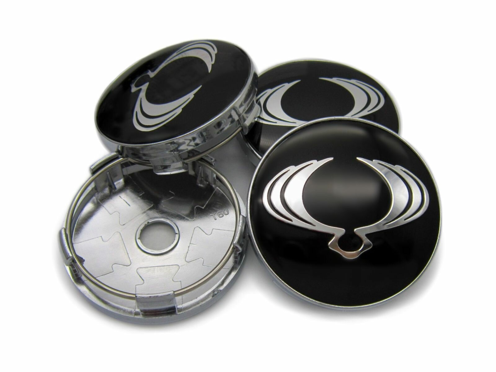 Колпачки, заглушки на литые диски Ssang Yong black 60/56 мм, комплект 4 шт.